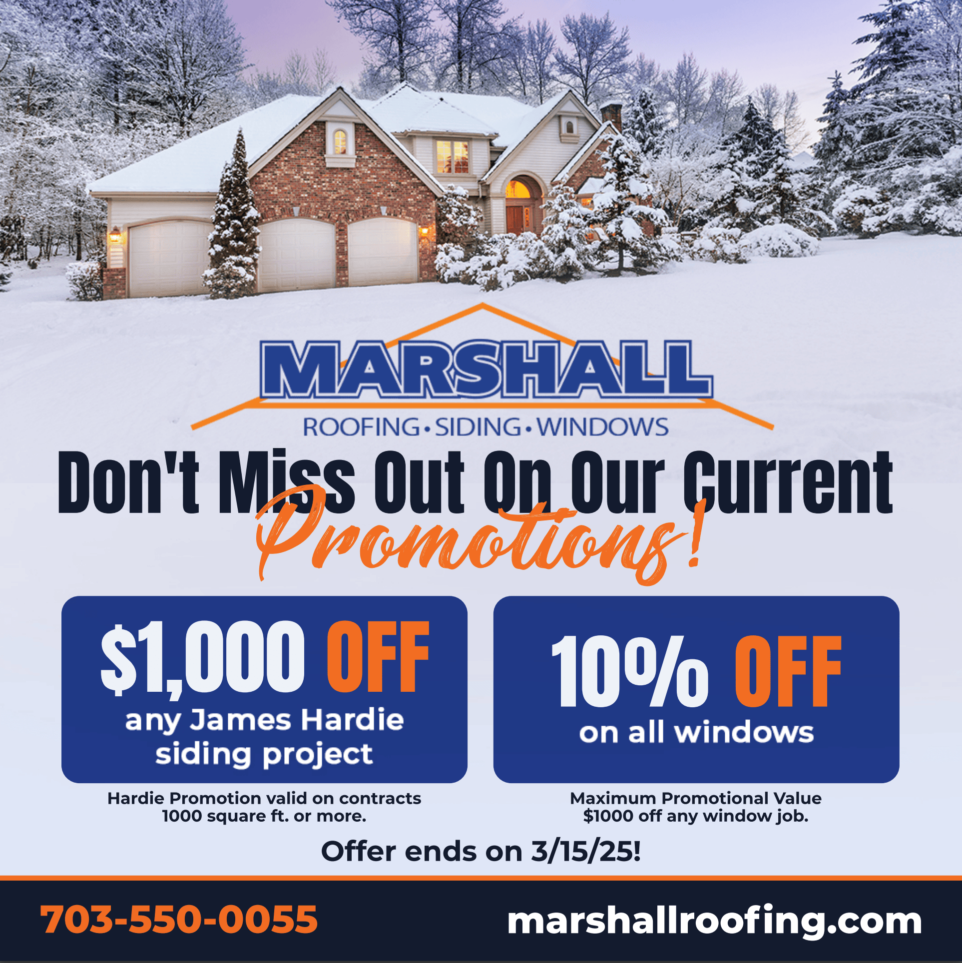 Roofing Promotions | Marshall Roofing, Siding & Windows